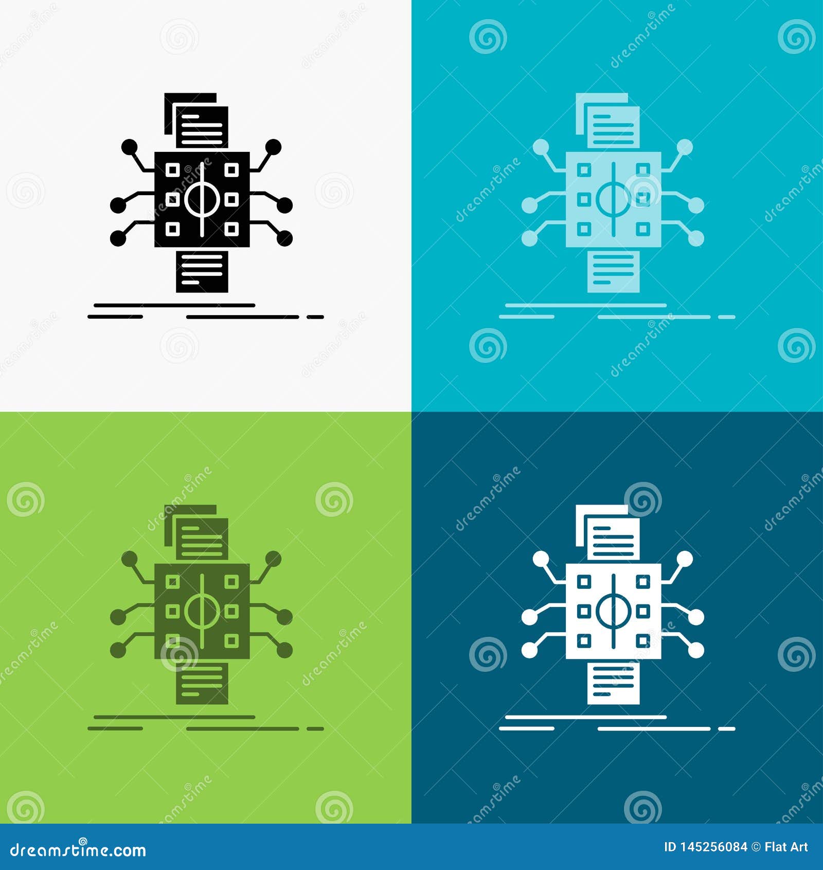 Analysis, Data, Datum, Processing, Reporting Icon Over Various Background. Glyph Style Design ...