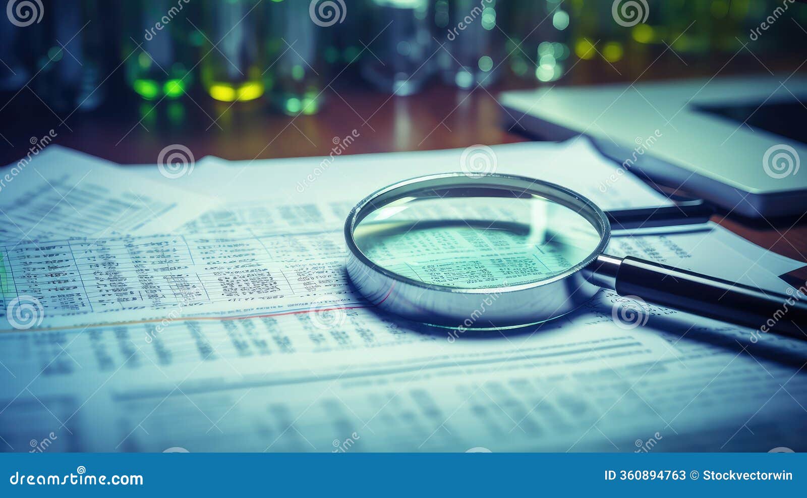Analysis Data Magnifying Glass Stock Illustration - Illustration of ...