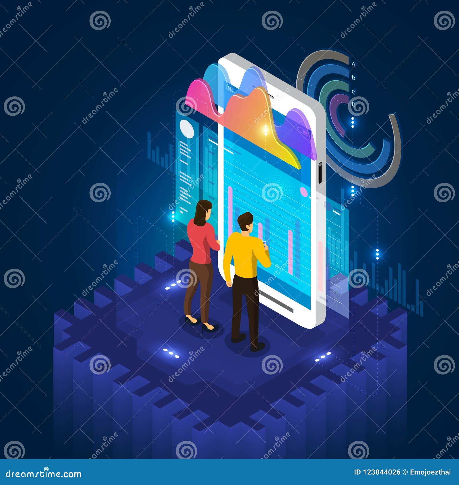 Analysis data mobile stock vector. Illustration of background - 123044026