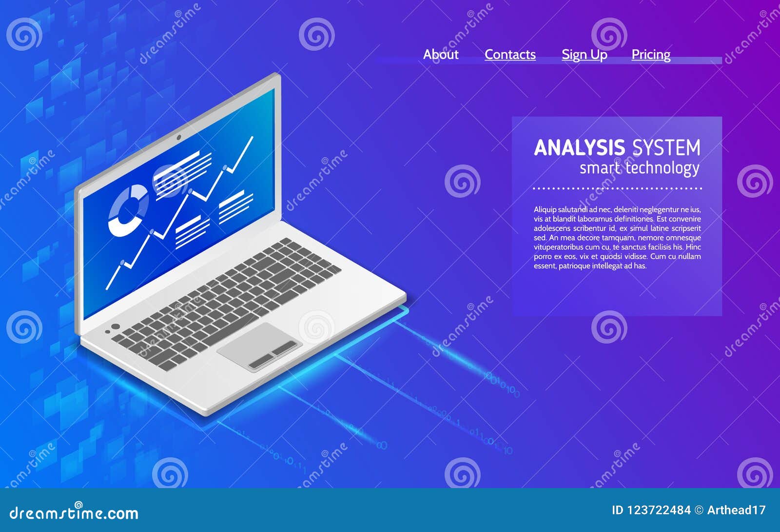 Analysis of Information on Laptop. Stock Vector - Illustration of graph ...