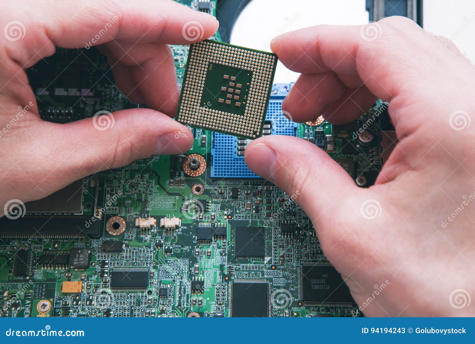 Analysis , Installing of Processor in CPU Socket Stock Image - Image of ...