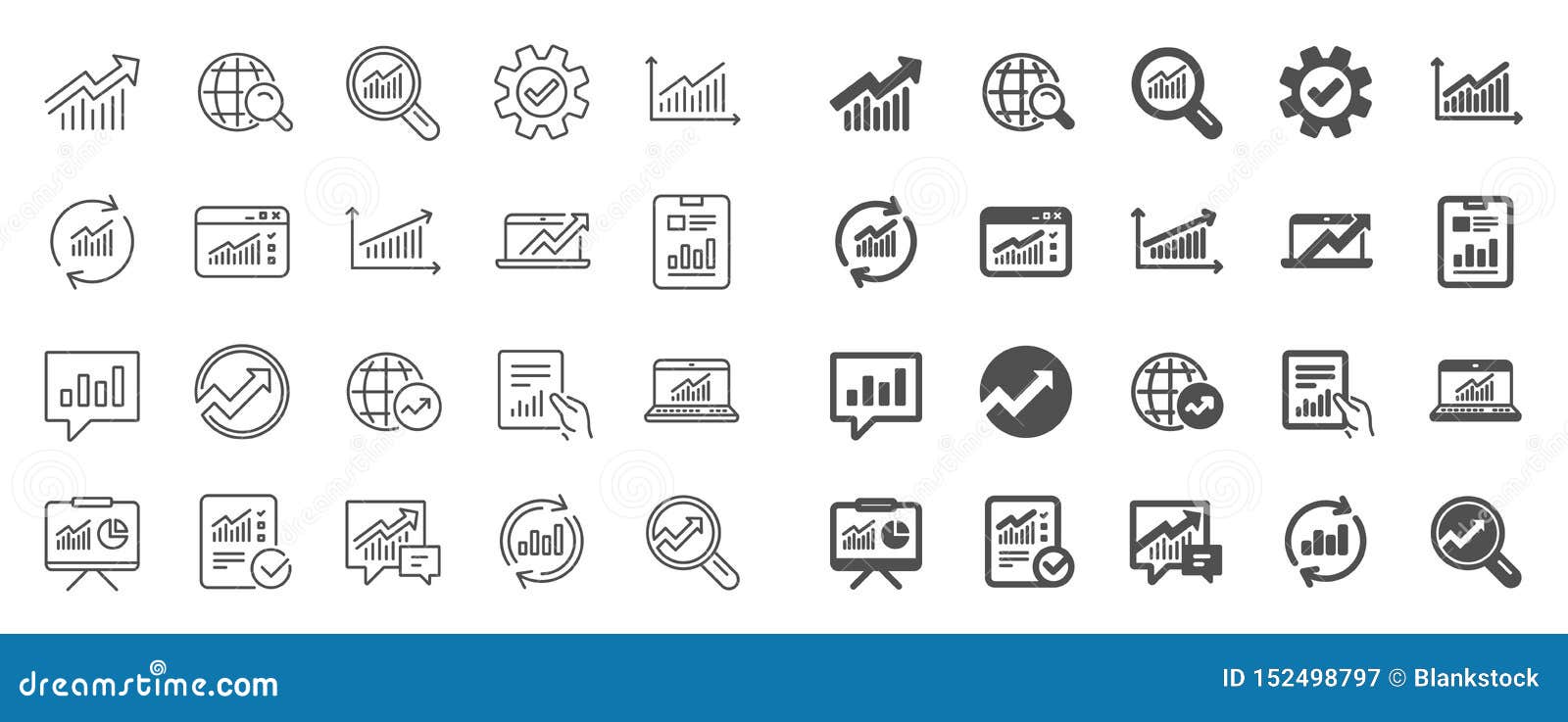 Analysis Line Icons. Charts, Reports and Graphs. Vector Stock Vector ...