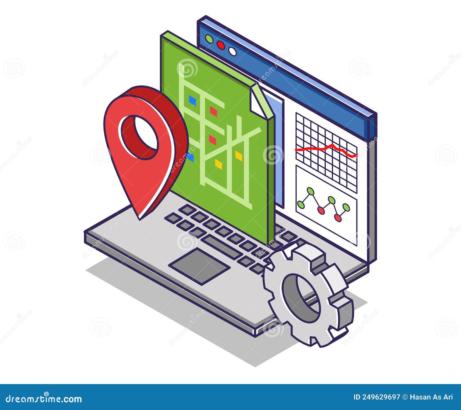 Analysis of Location Map Data with the Application Stock Illustration ...