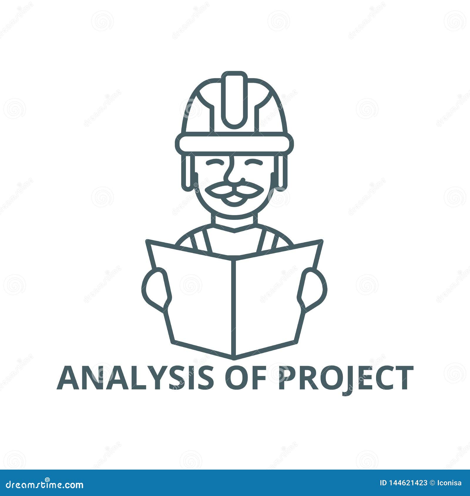 Analysis of Project Drawings Line Icon, Vector. Analysis of Project ...