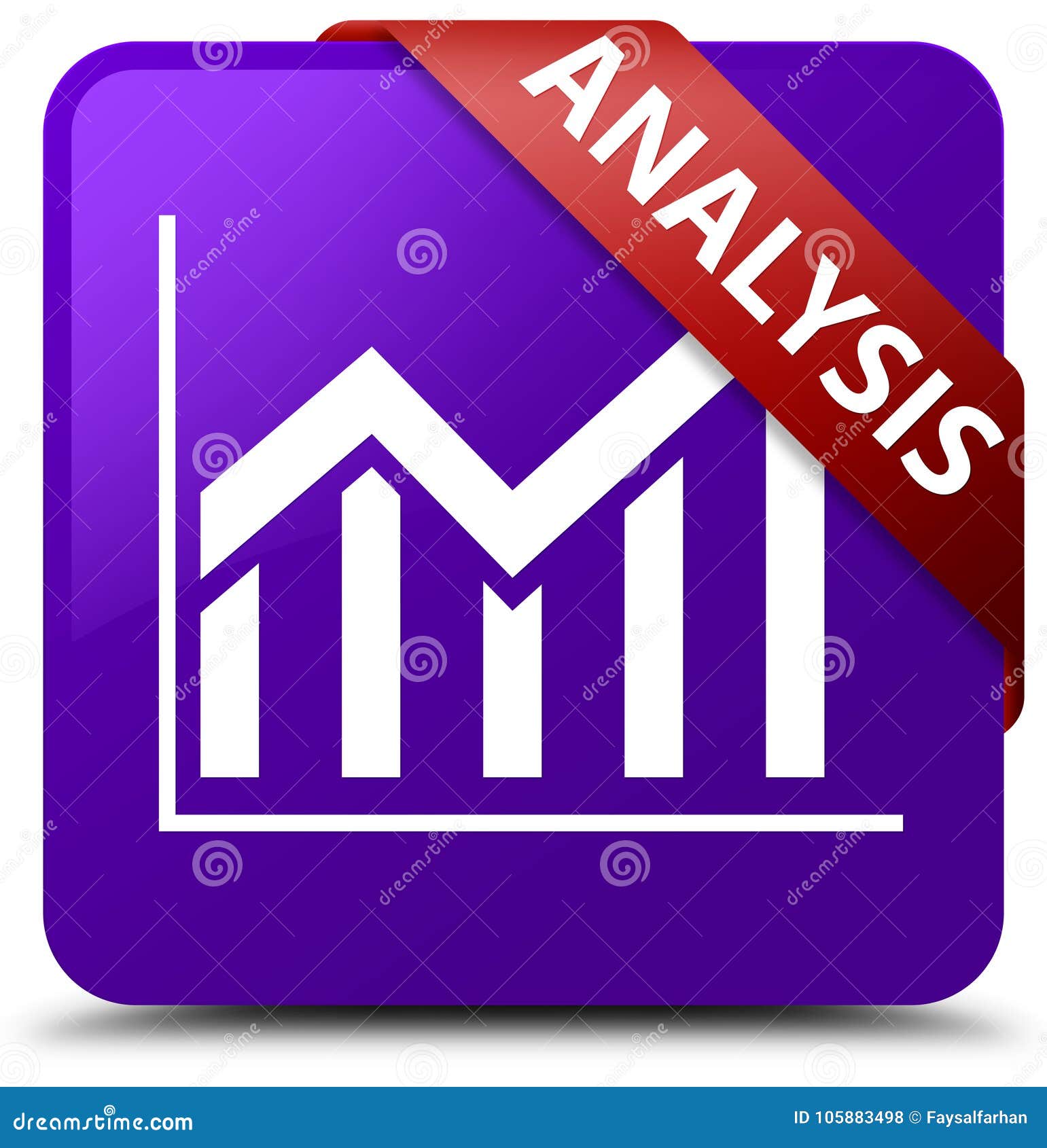 Analysis (statistics Icon) Purple Square Button Red Ribbon in Co Stock ...
