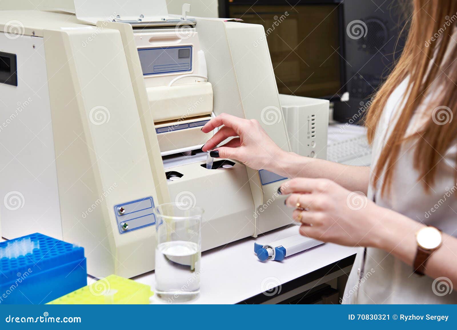 Biochemistry Laboratory Research, Chemist Is Analyzing Sample An ...