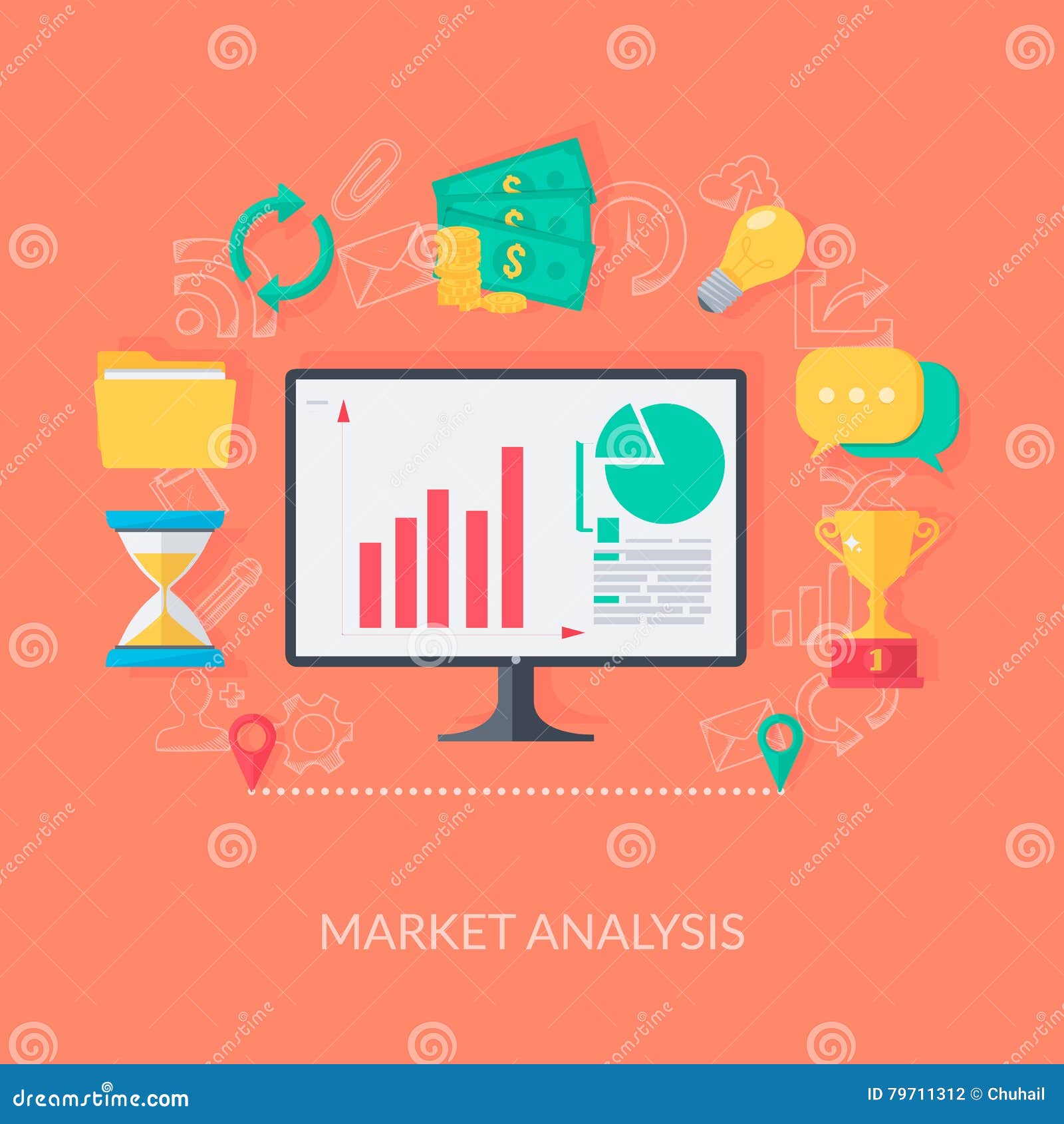 Analysis Symbols and Diagrams. Stock Vector - Illustration of analysis ...