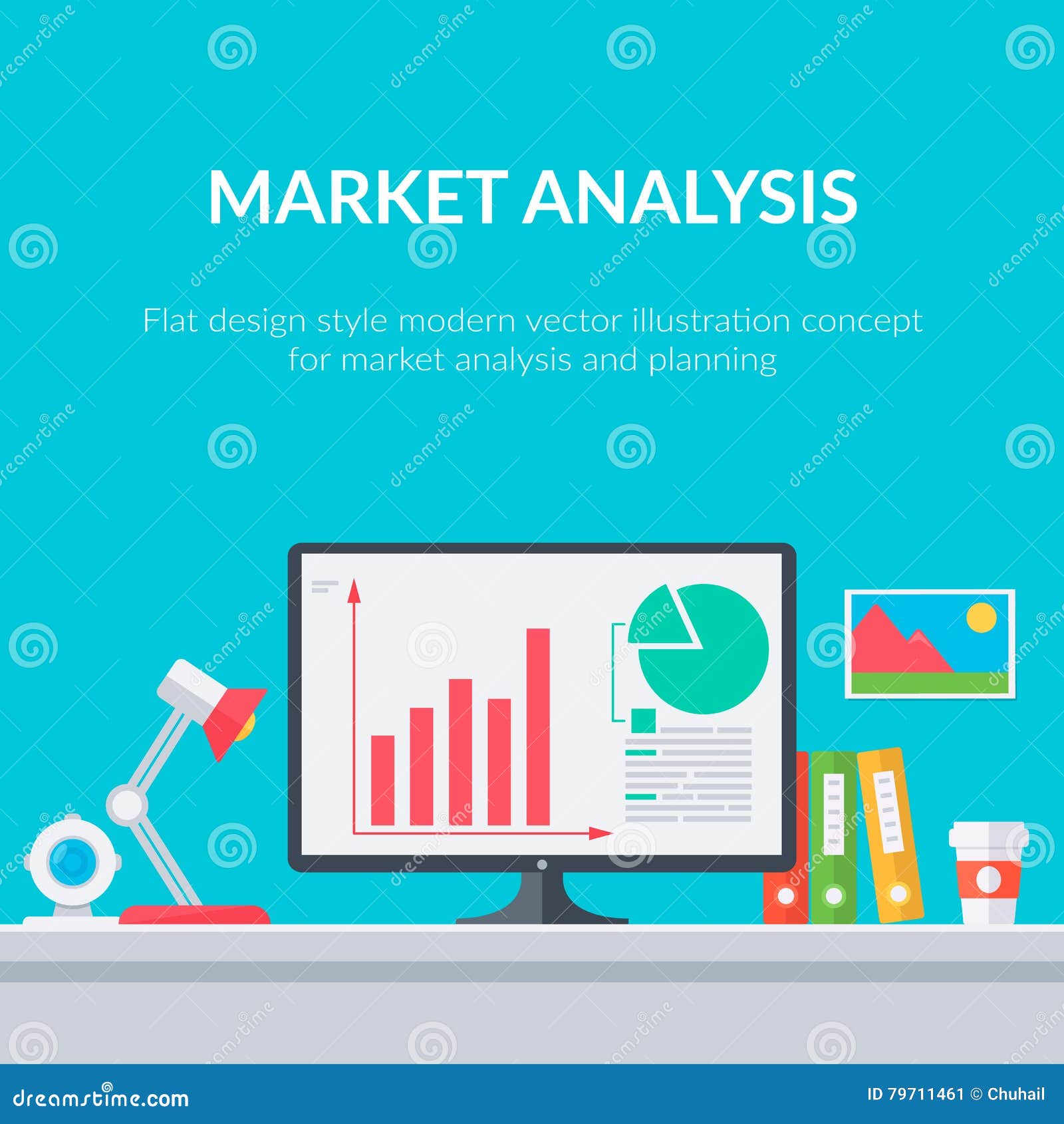 Analysis Symbols and Diagrams. Stock Vector - Illustration of flat ...