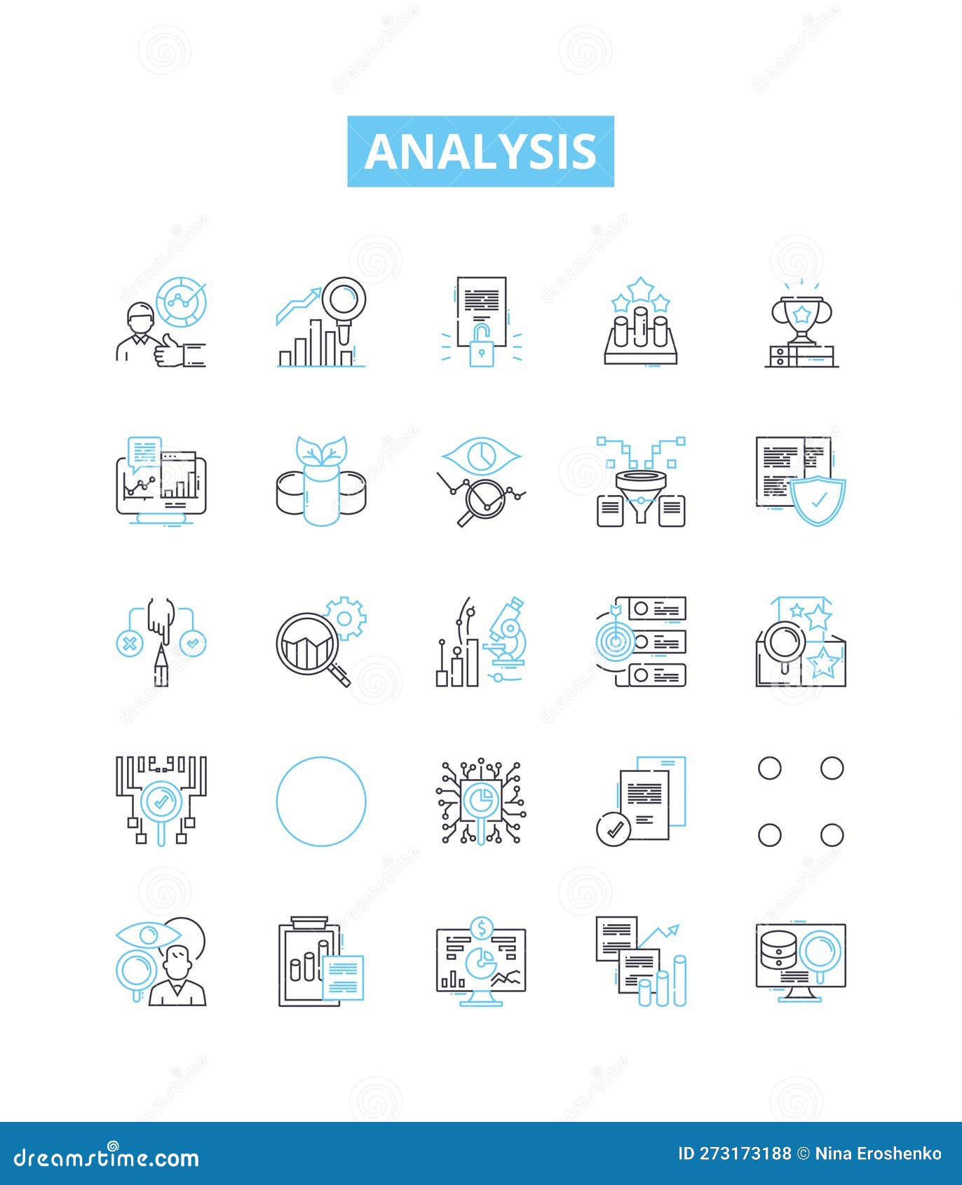 Analysis Vector Line Icons Set. Analyze, Analyzing, Examining, Studying ...