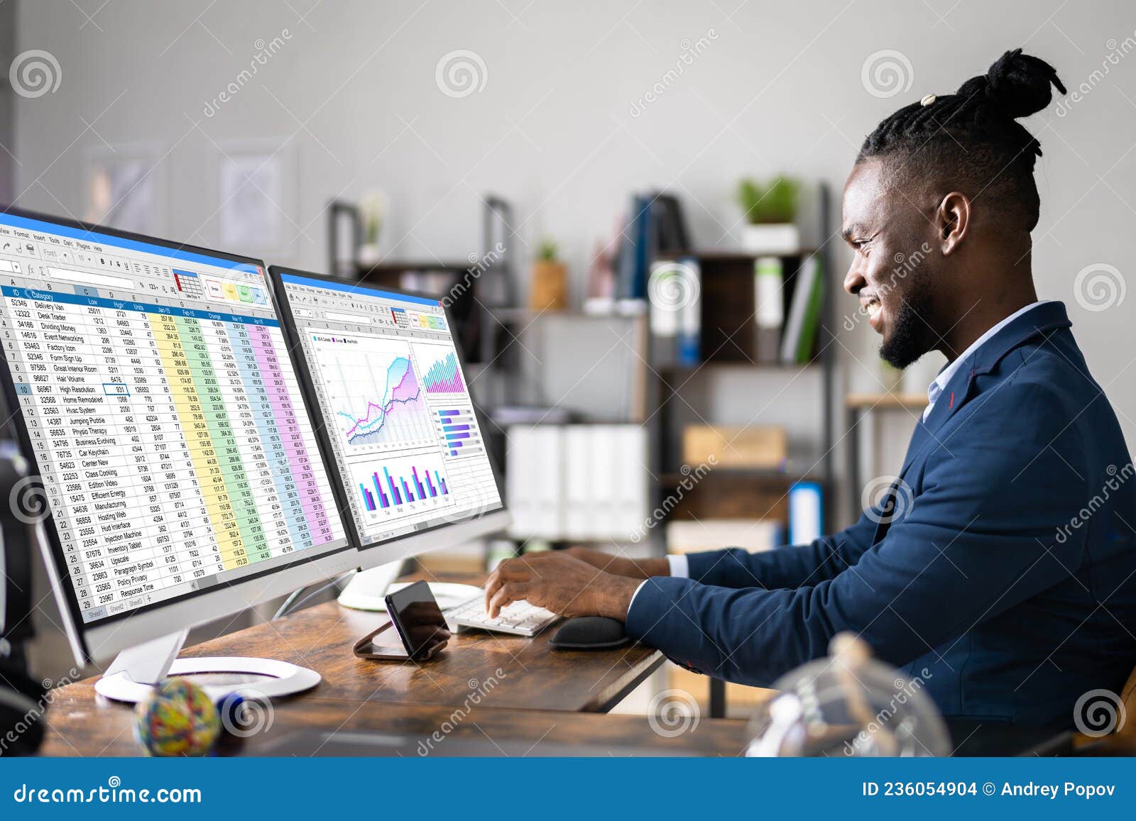 Analyst Employee Using Spreadsheet Stock Photo - Image of investigation ...