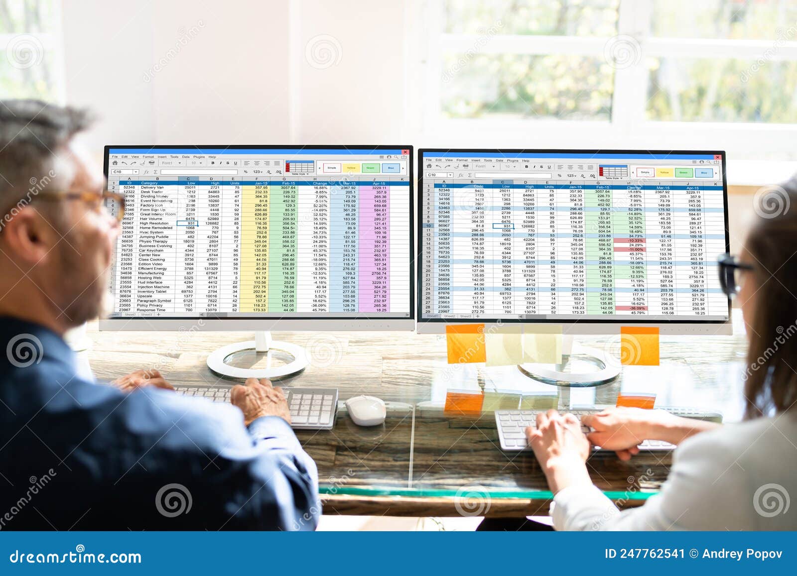 Analyst Employee Working on Spreadsheet Stock Image - Image of female ...