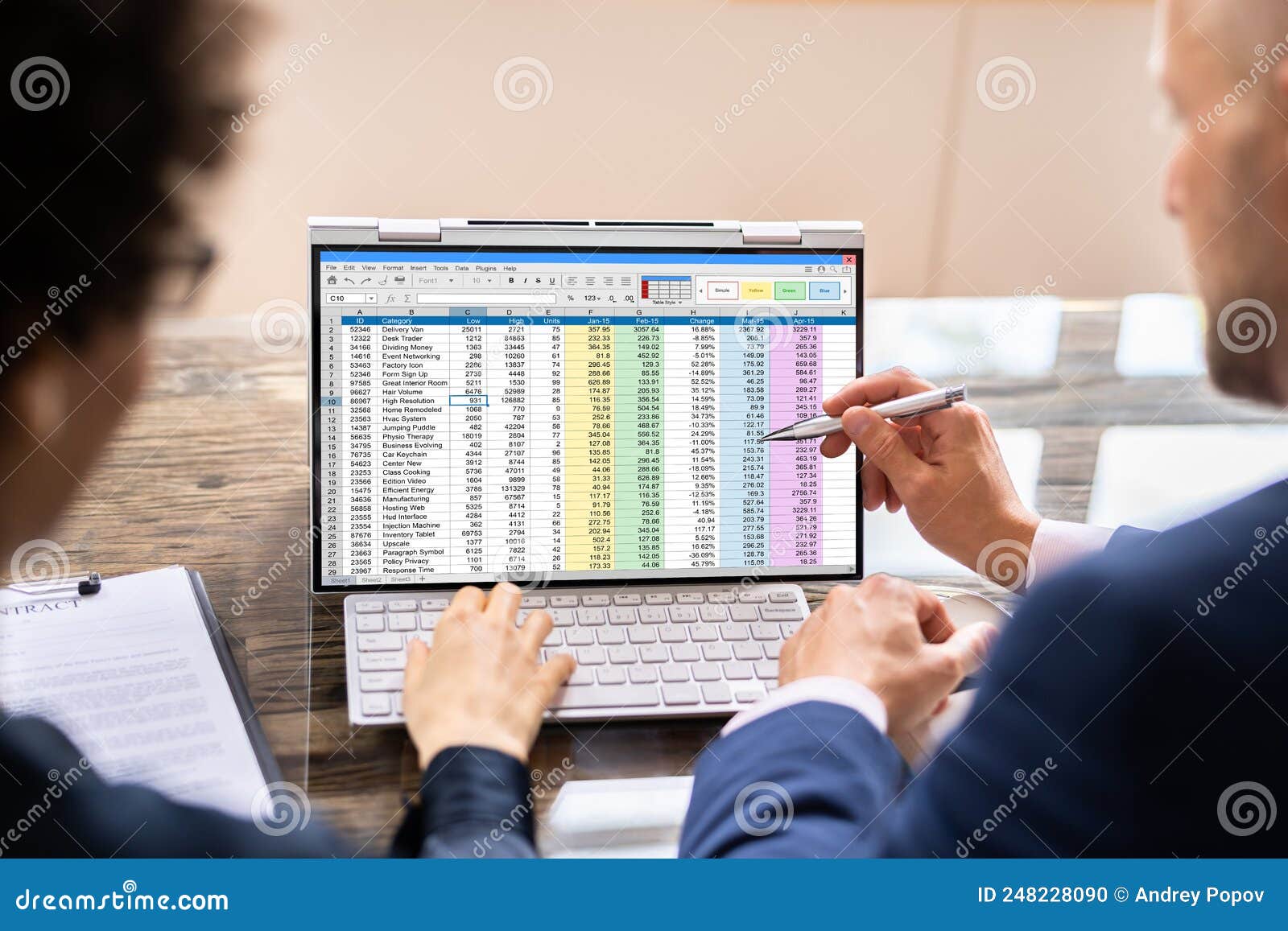 Analyst Employee Working on Spreadsheet Stock Photo - Image of male ...