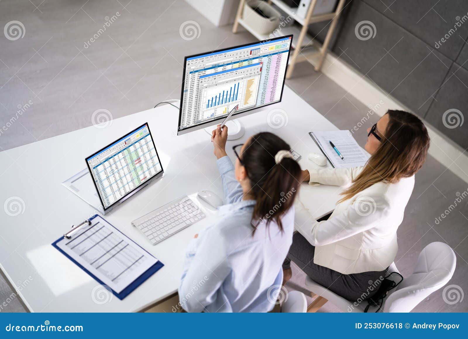 Analyst Employee Working on Spreadsheet Stock Photo - Image of ...