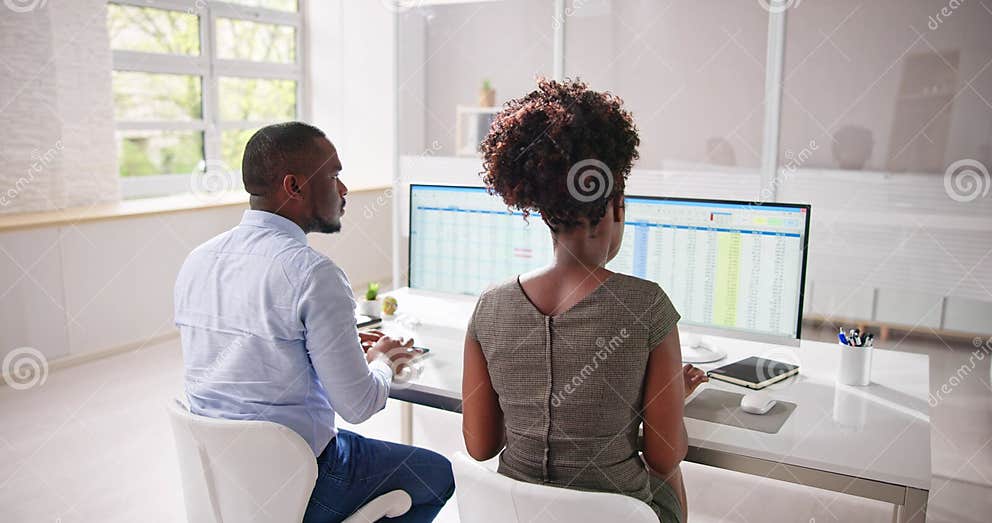 Analyst Employee Working on Spreadsheet Stock Photo - Image of people ...