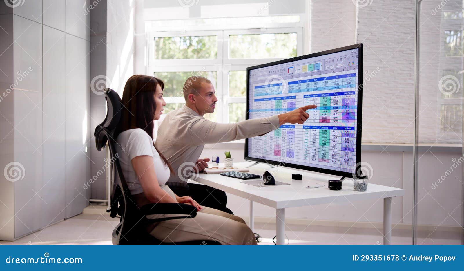 Analyst Employee Working on Spreadsheet Stock Photo - Image of ...