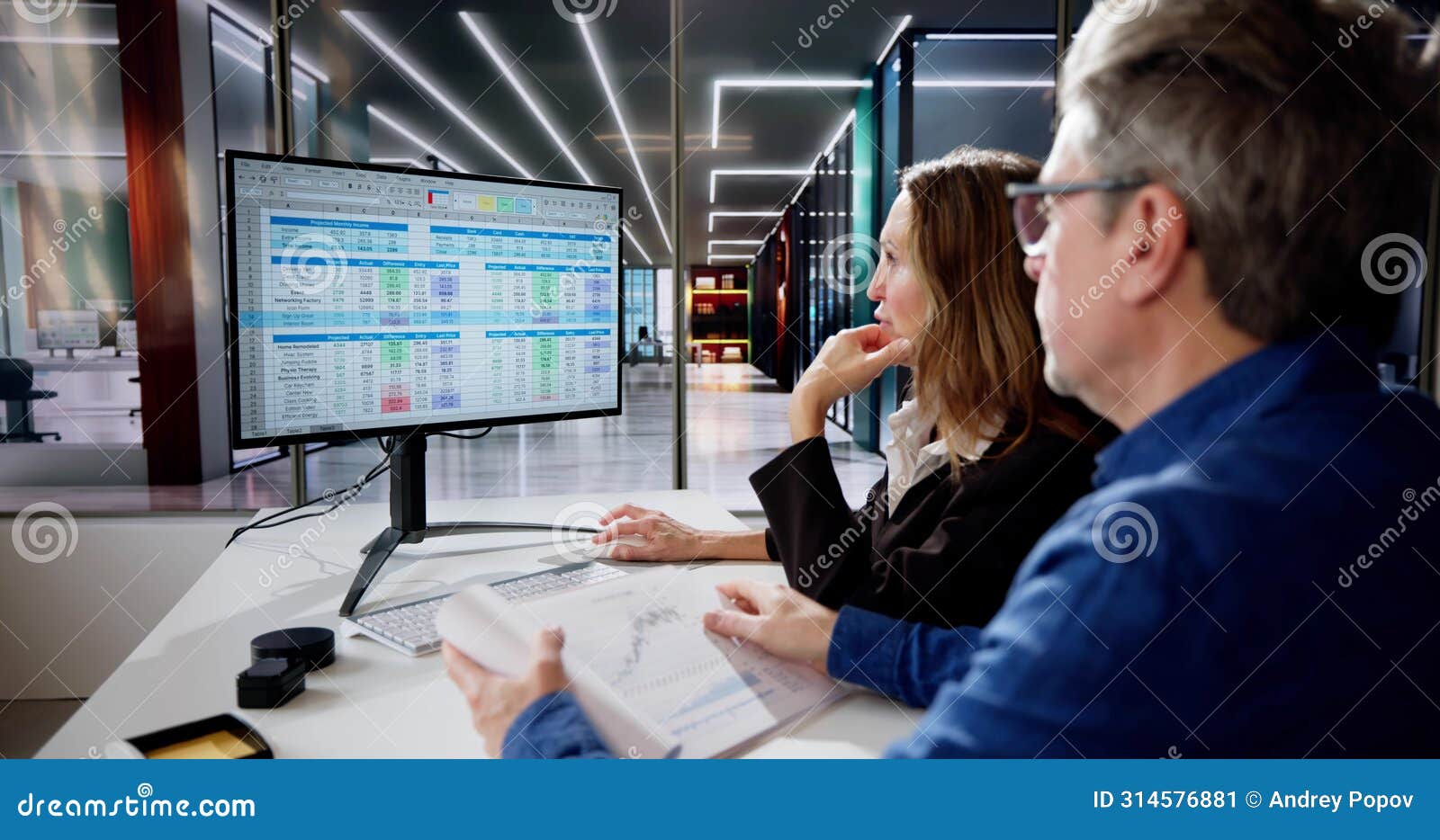 Analyst Employee Working on Spreadsheet Stock Image - Image of elderly ...