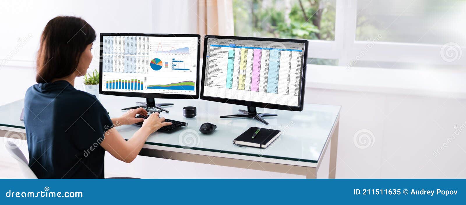 Analyst Employee Working with Spreadsheet Stock Image - Image of ...