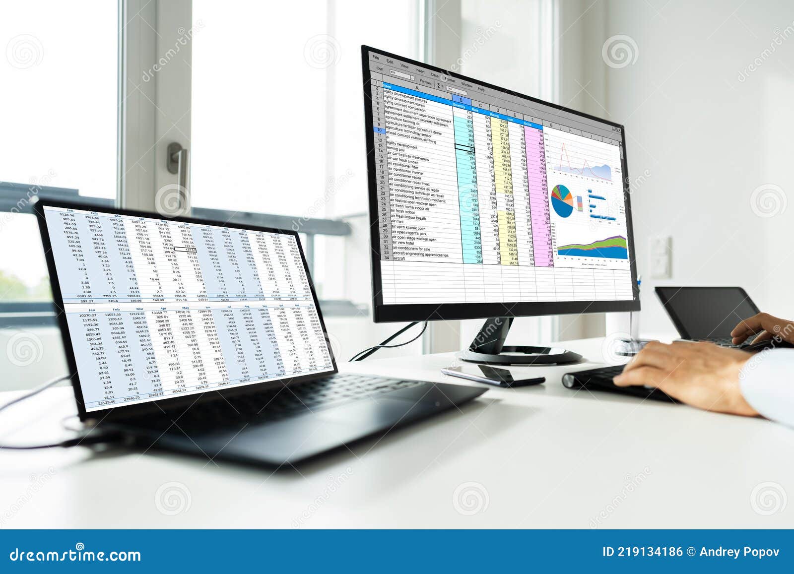 Analyst Employee Working with Spreadsheet Stock Photo - Image of ...