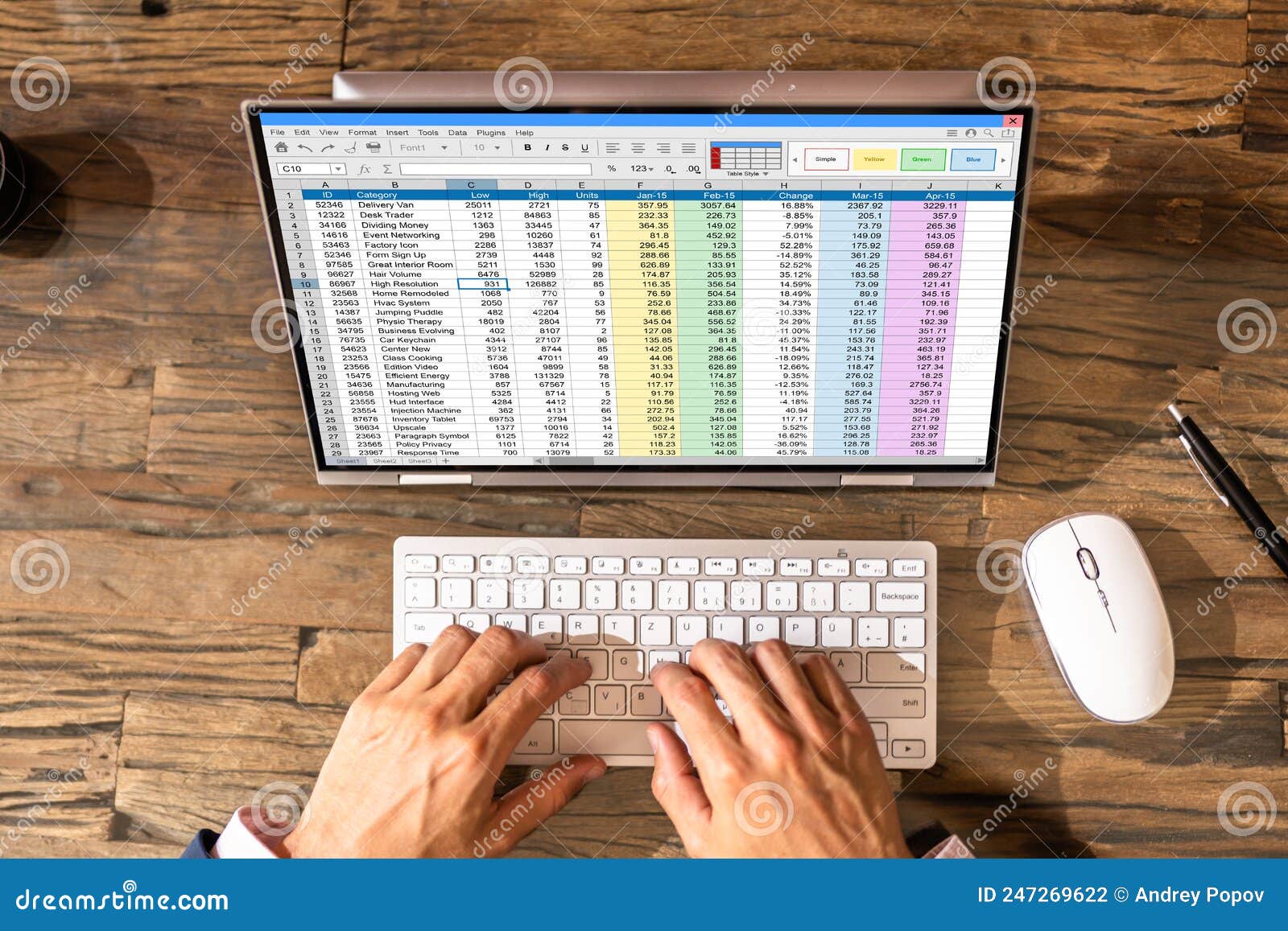 Analyst Employee Working with Spreadsheet Report Stock Photo - Image of ...
