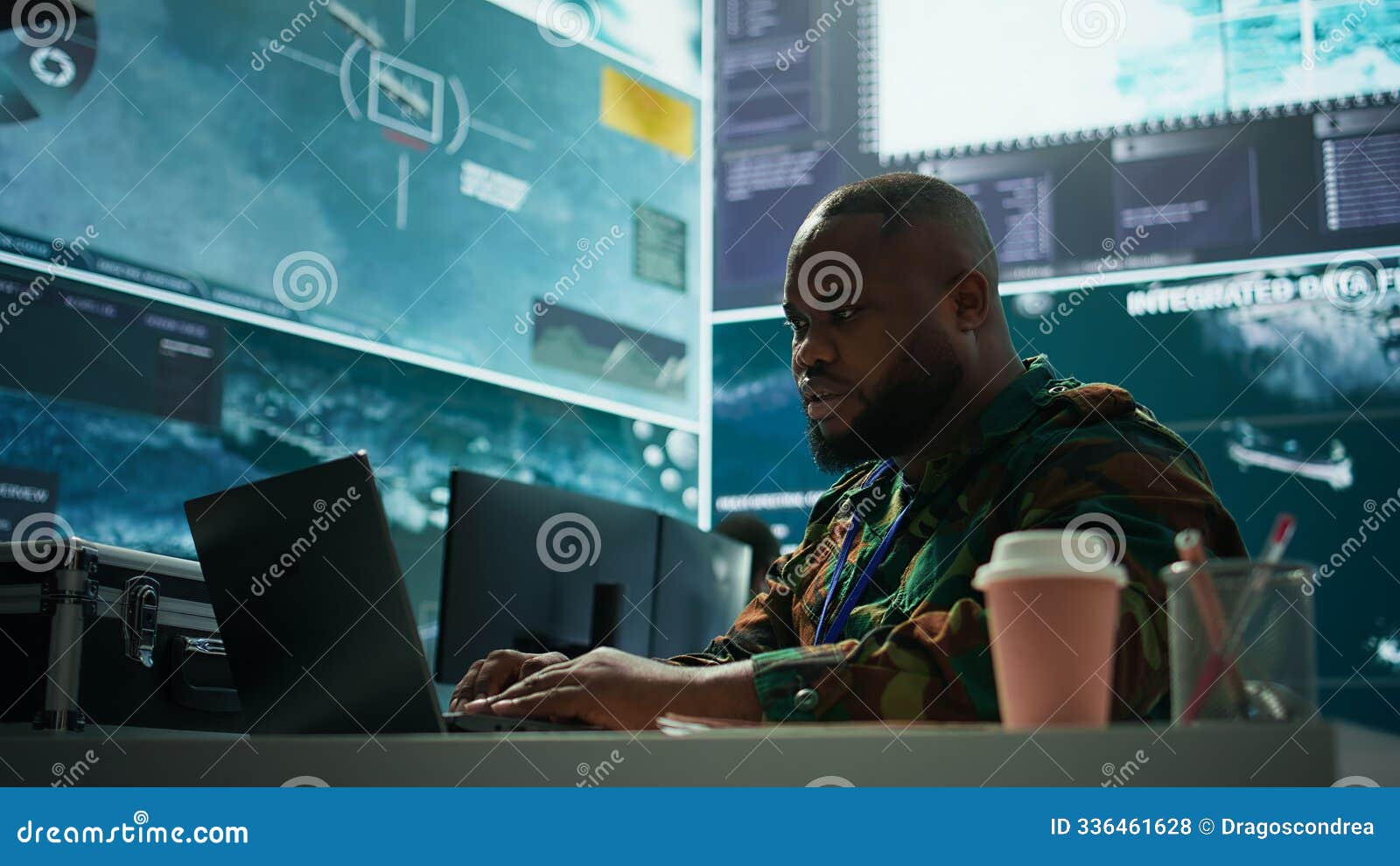 It Analyst in a High Tech Base of Operations Handling Surveillance ...