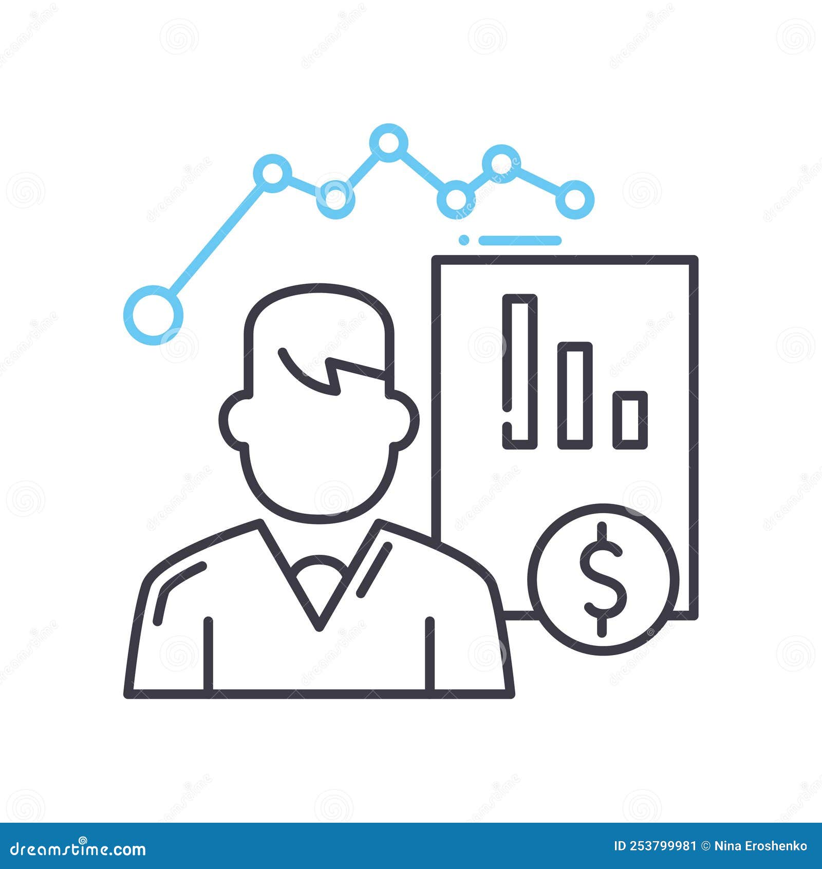 Analyst Line Icon, Outline Symbol, Vector Illustration, Concept Sign ...
