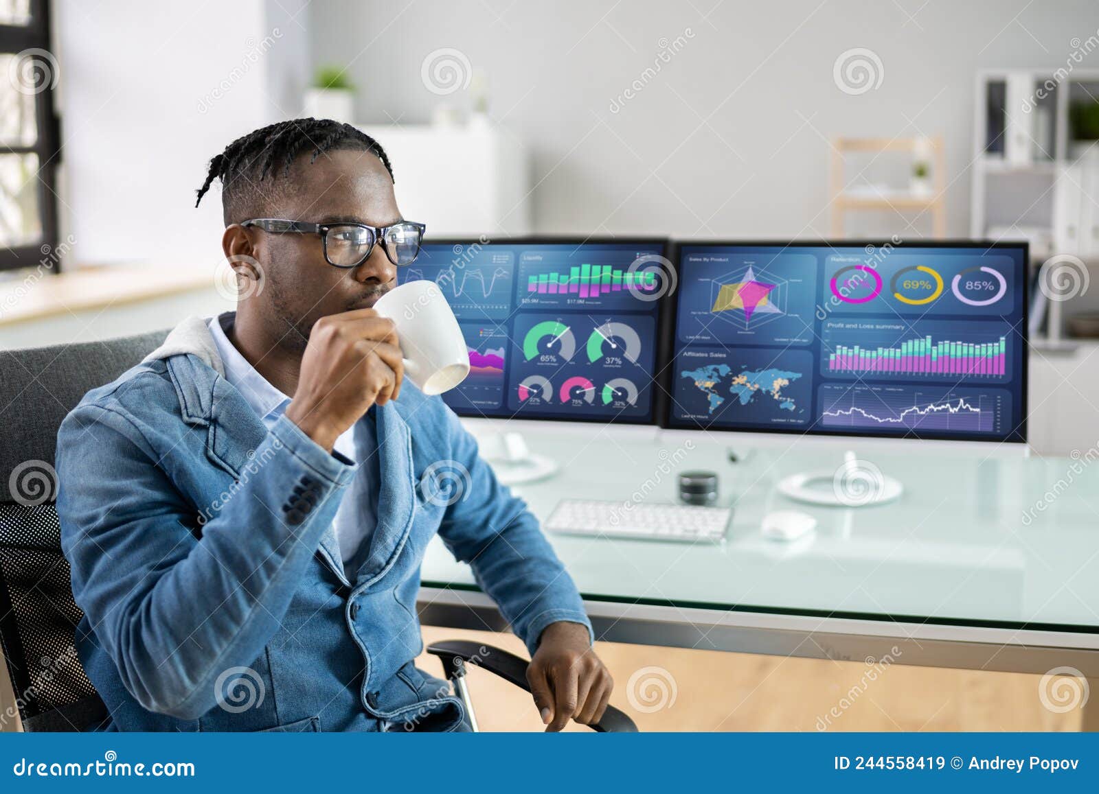 Analyst Man Looking stock image. Image of look, black - 244558419