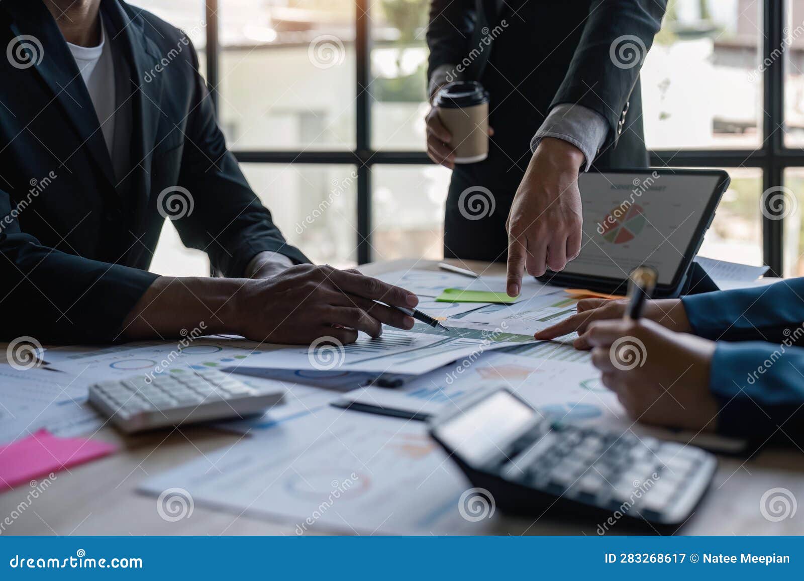 Analyst Team in Office Analyzing Financial Data Analysis for Marketing Strategy in Office ...