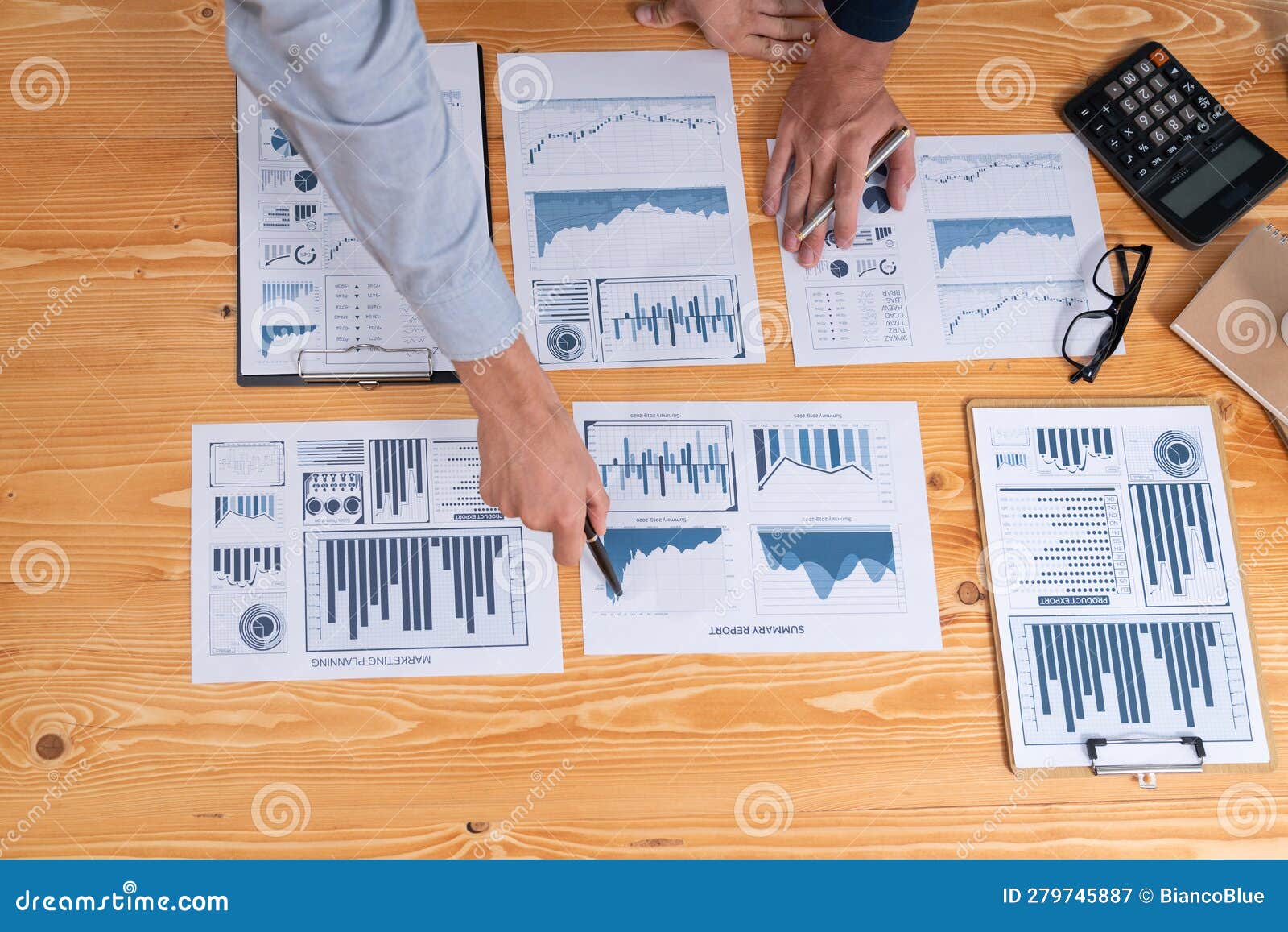 Analyst Team in Office Analyzing Financial Data Analysis Papers. Entity ...