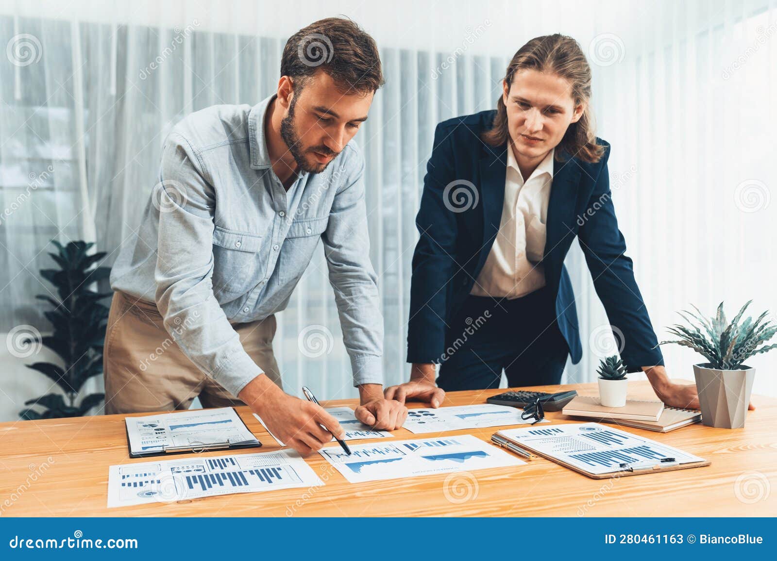 Analyst Team in Office Analyzing Financial Data Analysis Papers. Entity ...