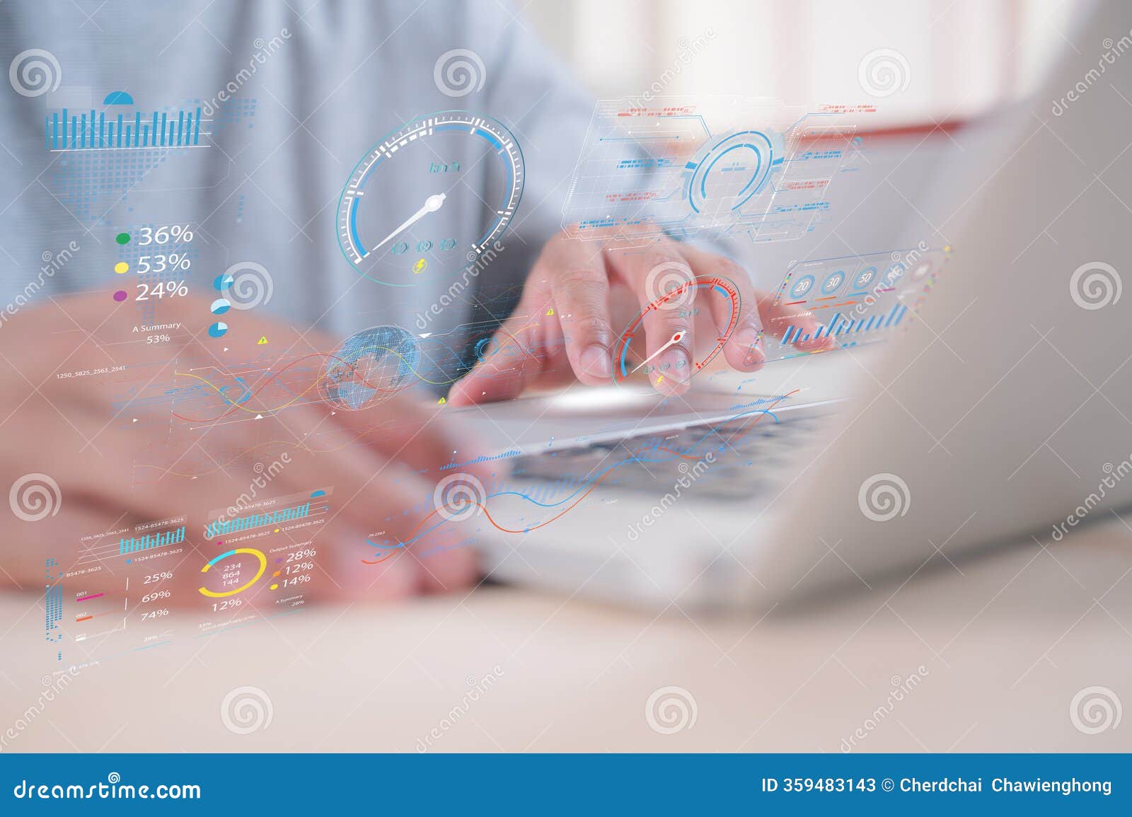 An Analyst Use Computer and Dashboard Working with Data Business ...