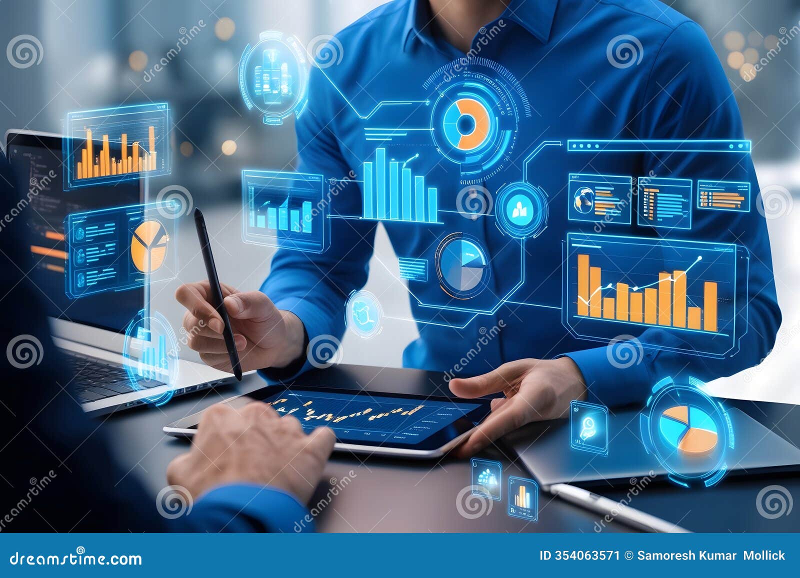 An Analyst Uses a Computer and Dashboard for Data Business Analysis and ...