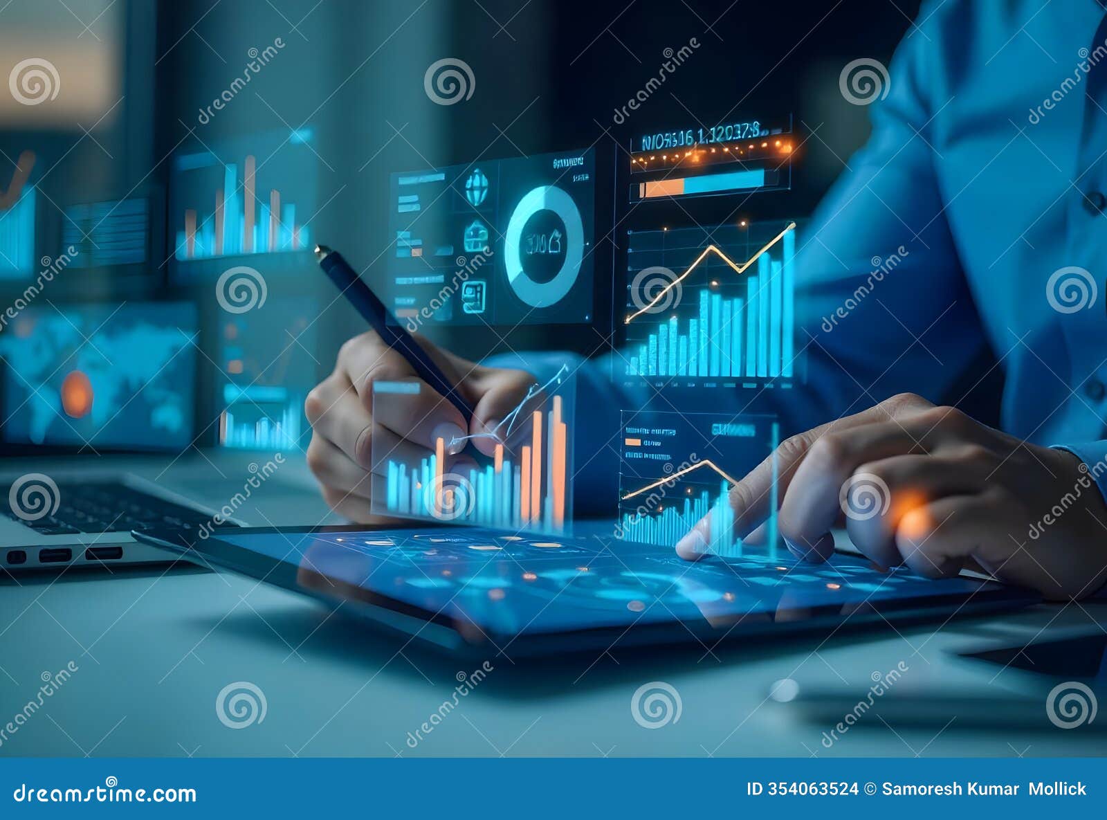 An Analyst Uses a Computer and Dashboard for Data Business Analysis and ...