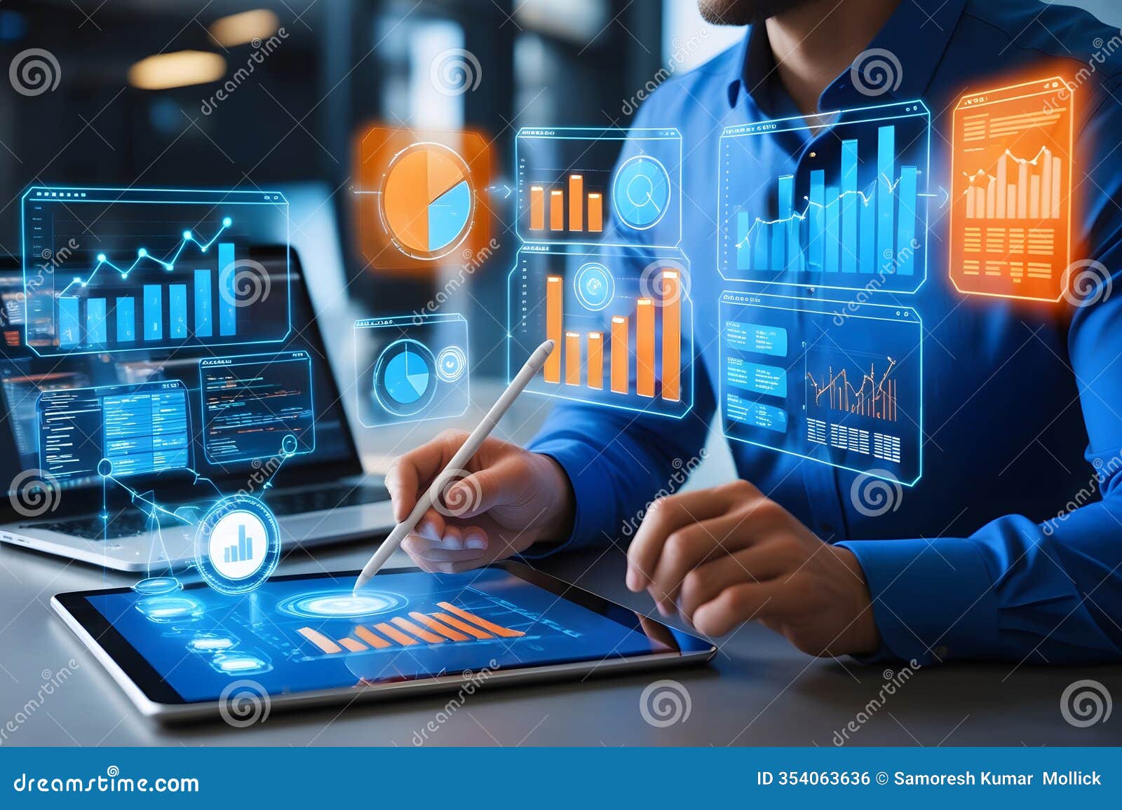 An Analyst Uses a Computer and Dashboard for Data Business Analysis and ...
