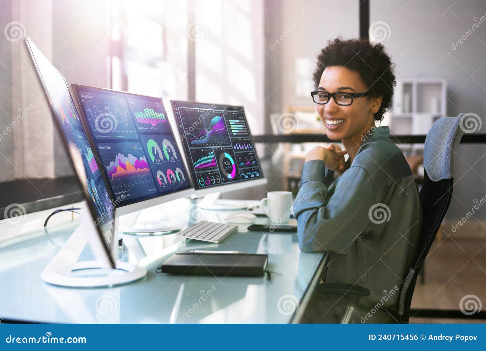 Analyst Woman Looking stock photo. Image of american - 240715456