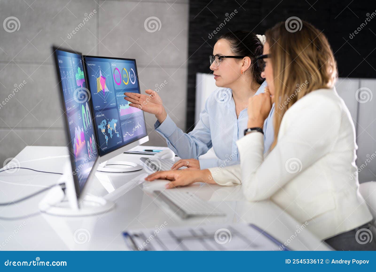 Analyst Woman Looking stock photo. Image of multiple - 254533612
