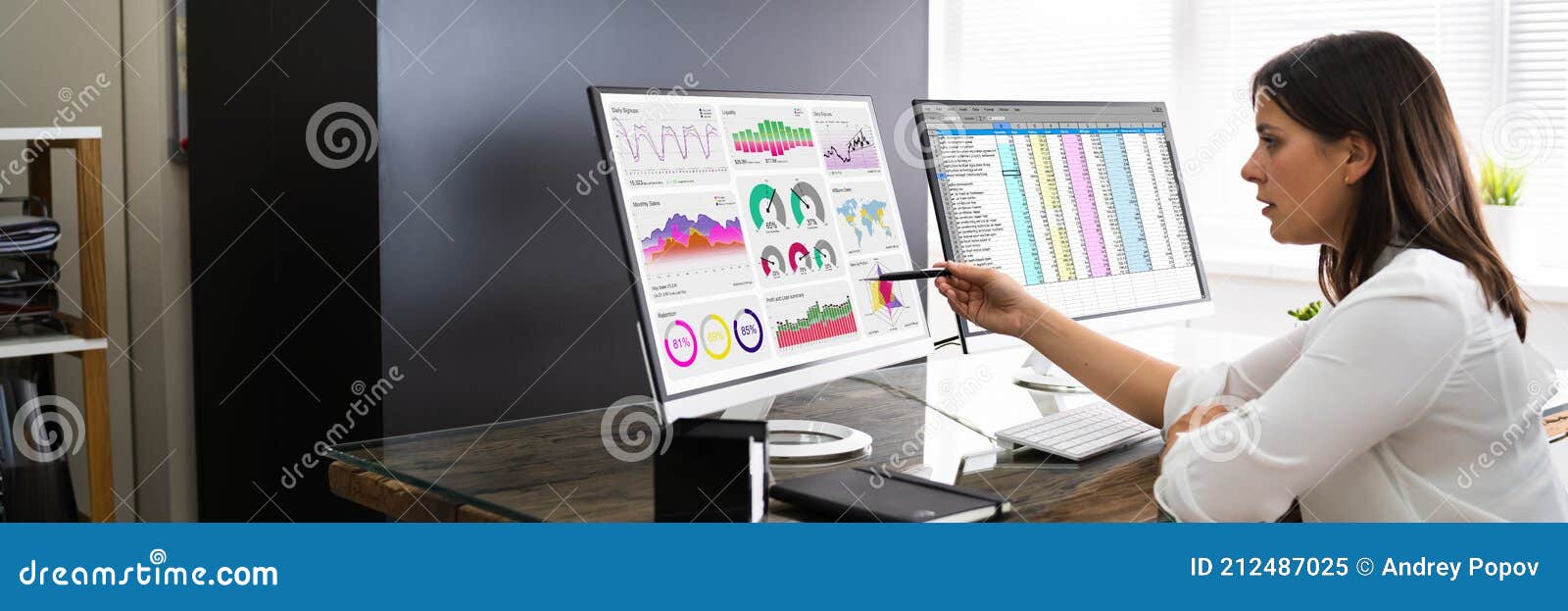 Analyst Women Looking at KPI Data Stock Image - Image of financial ...
