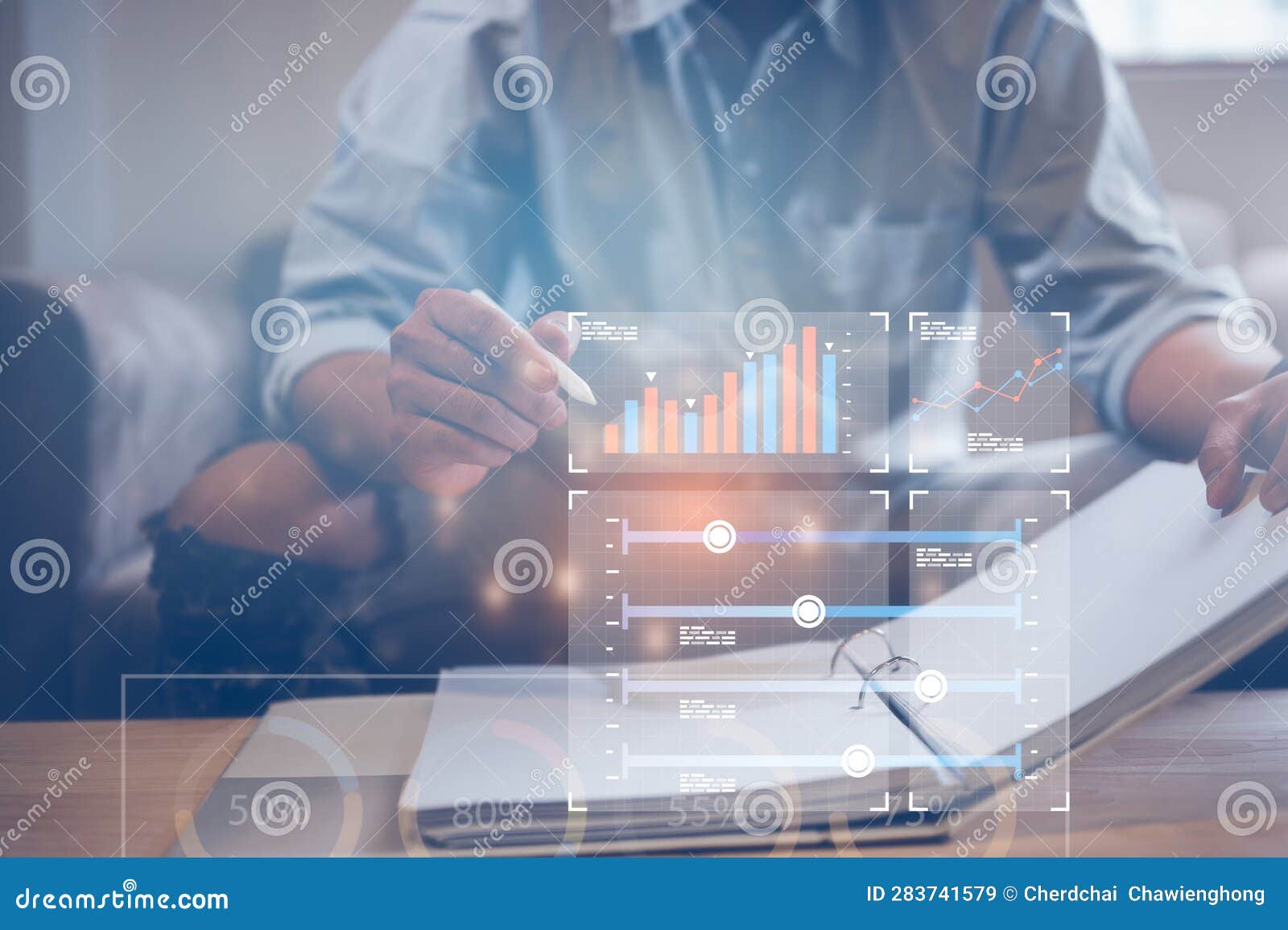 Analyst Working with Business Analytics and Data Management System on ...