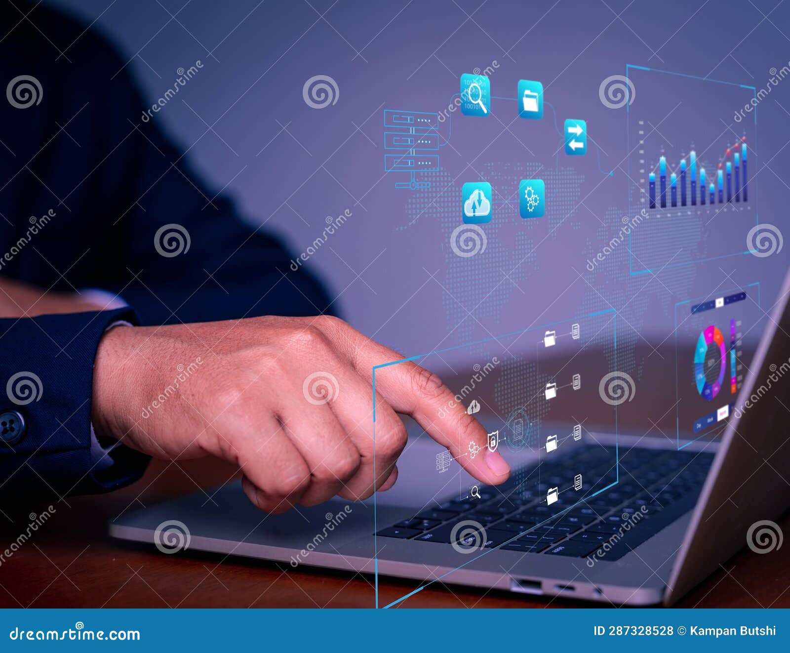 Analyst Working with Business Analytics and Data Management System on ...