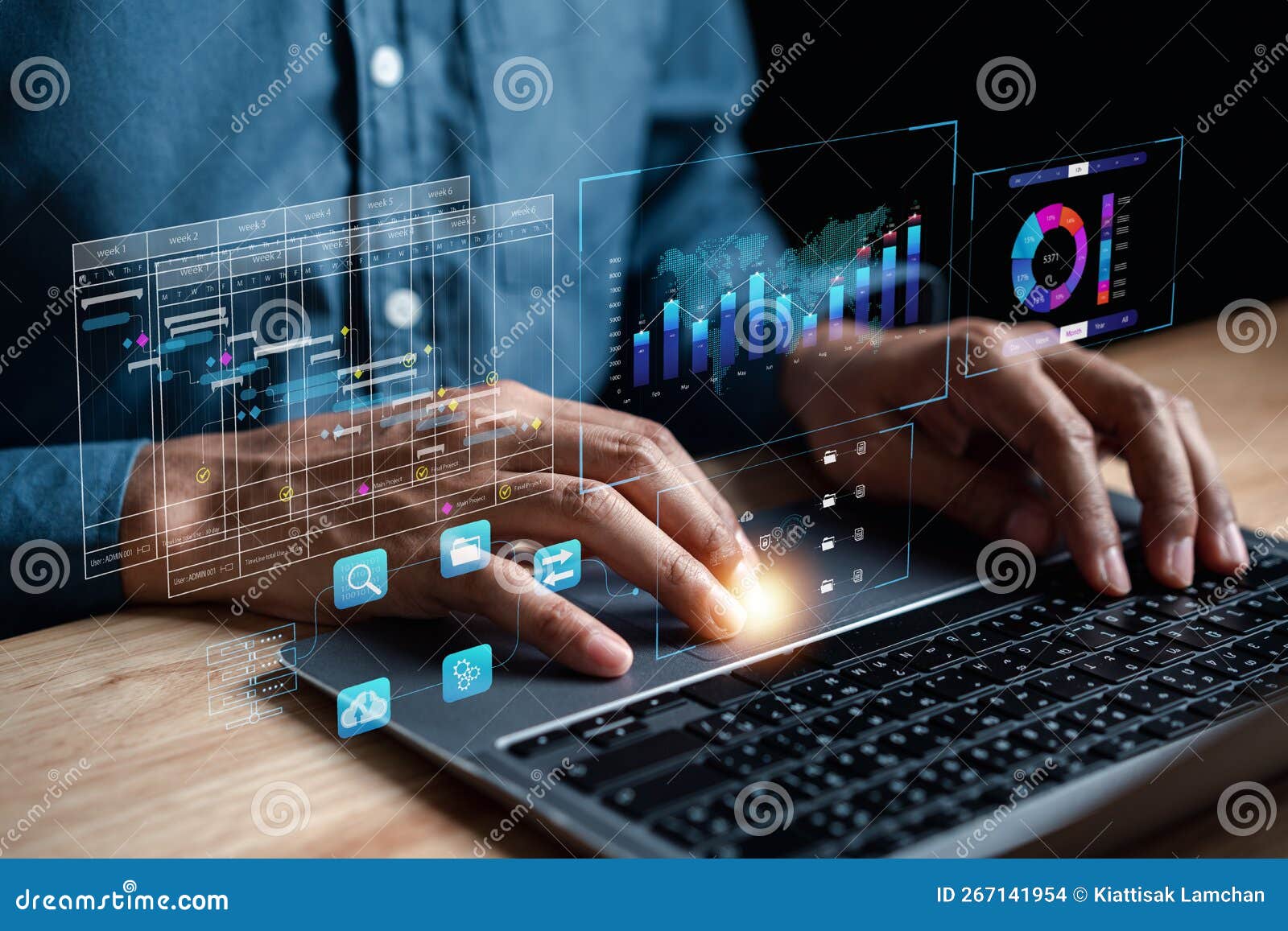 Analyst Working with Computer in Business Analytics and Data Management ...