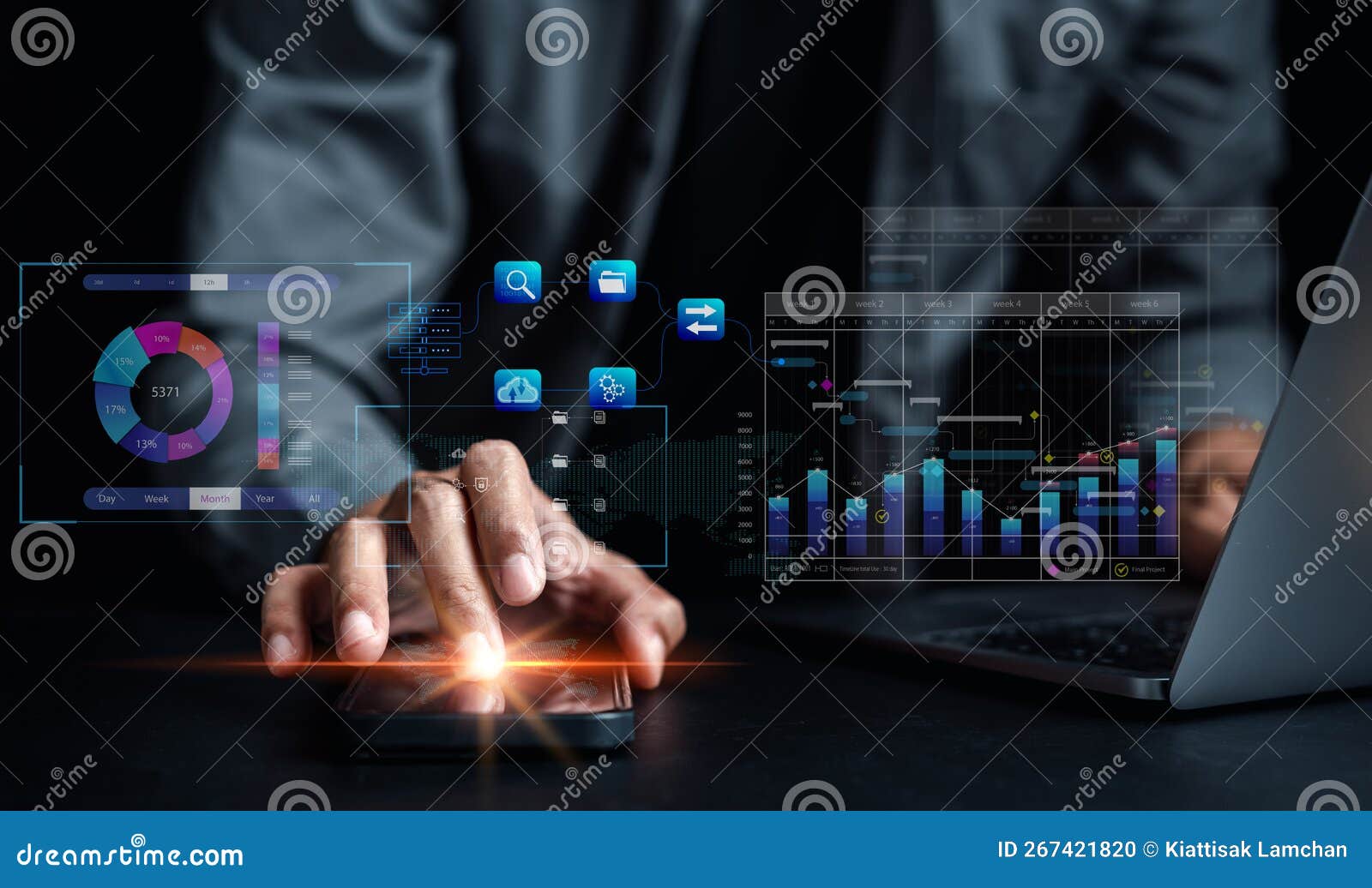 Analyst Working with Computer in Business Analytics and Data Management ...