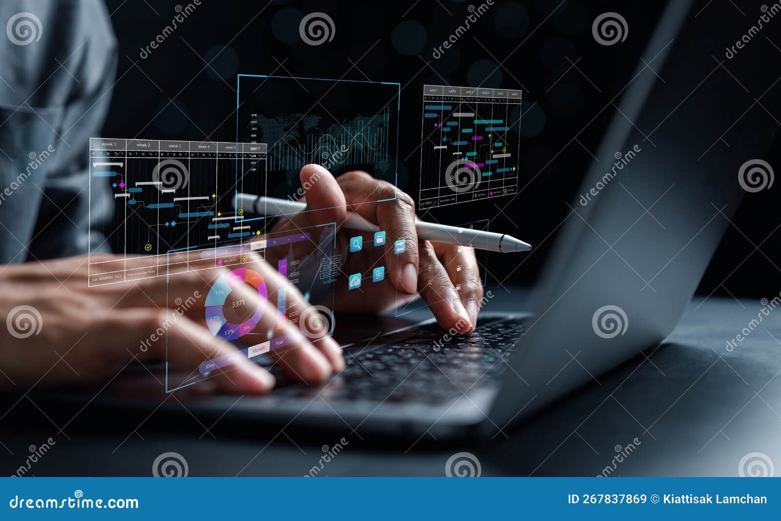 Analyst Working with Computer in Business Analytics and Data Management ...