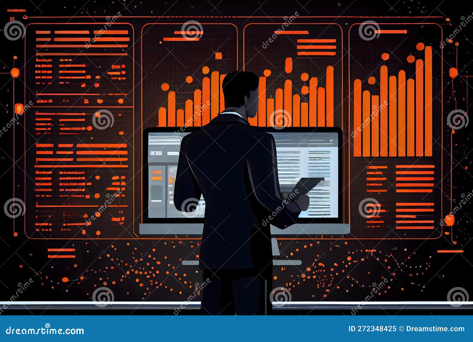 Analyst Working with Computer in Business Analytics and Data Management ...