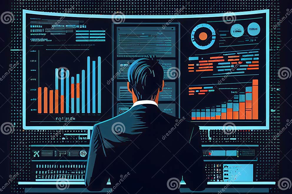 Analyst Working with Computer in Business Analytics and Data Management System To Make Report ...