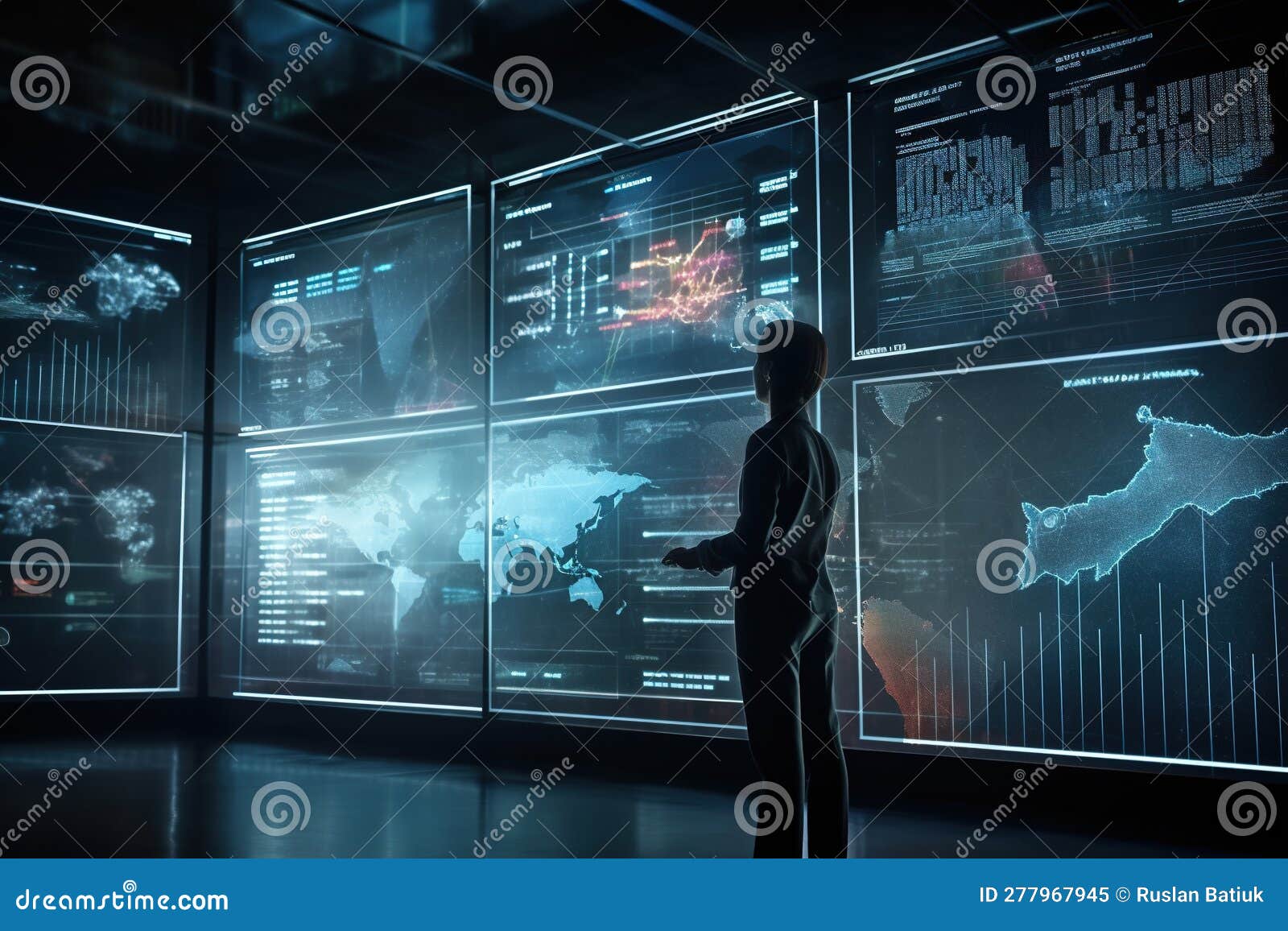 Analyst Working with Computer in Business. Management System To Make ...