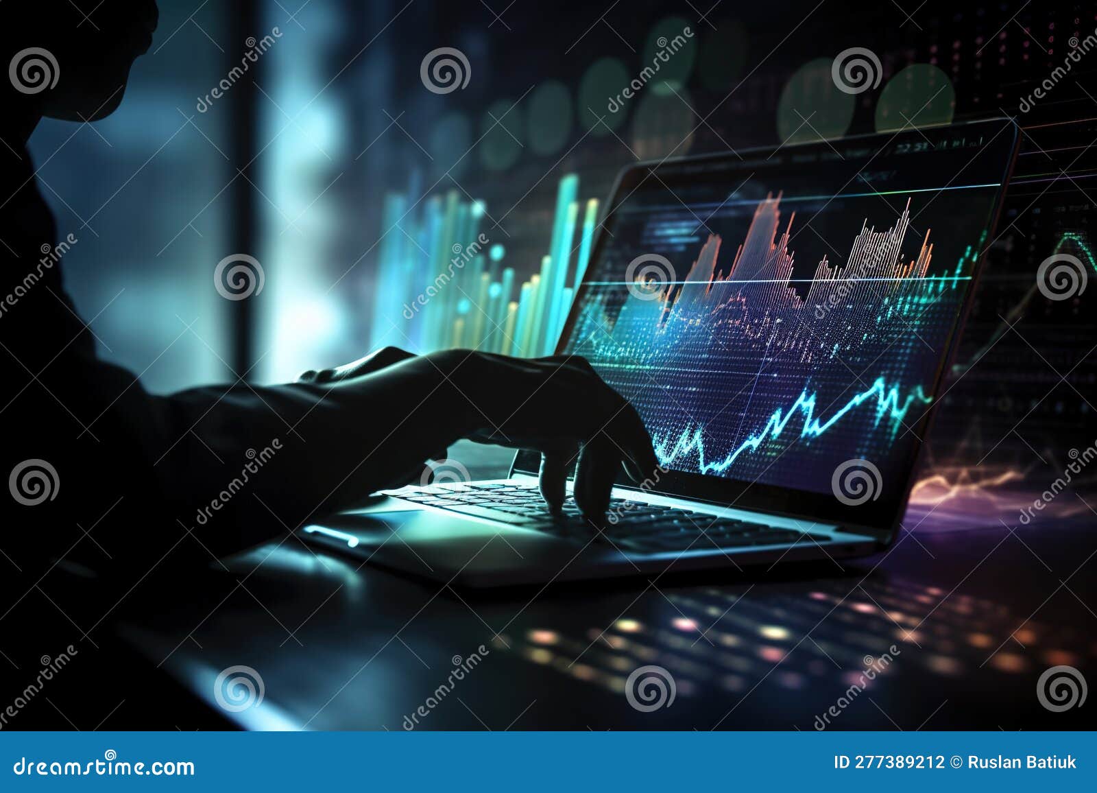 Analyst Working with Computer in Business. Management System To Make ...
