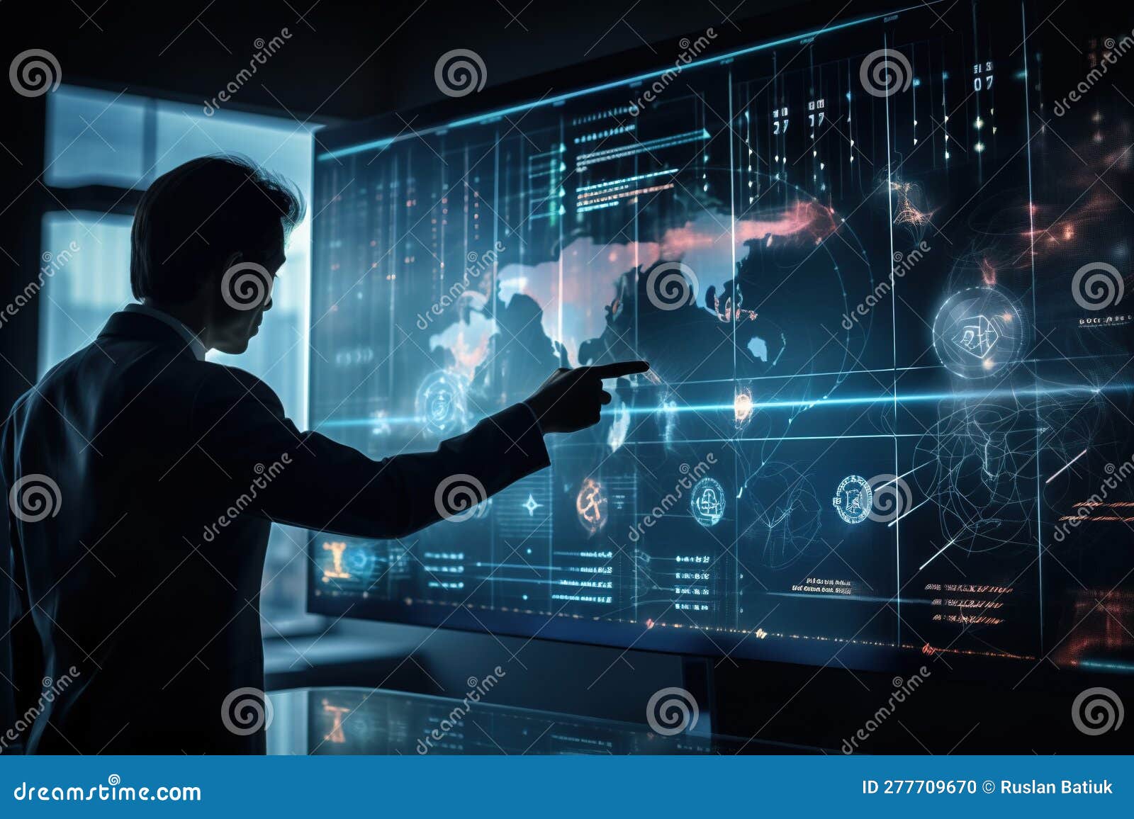 Analyst Working with Computer in Business. Management System To Make ...