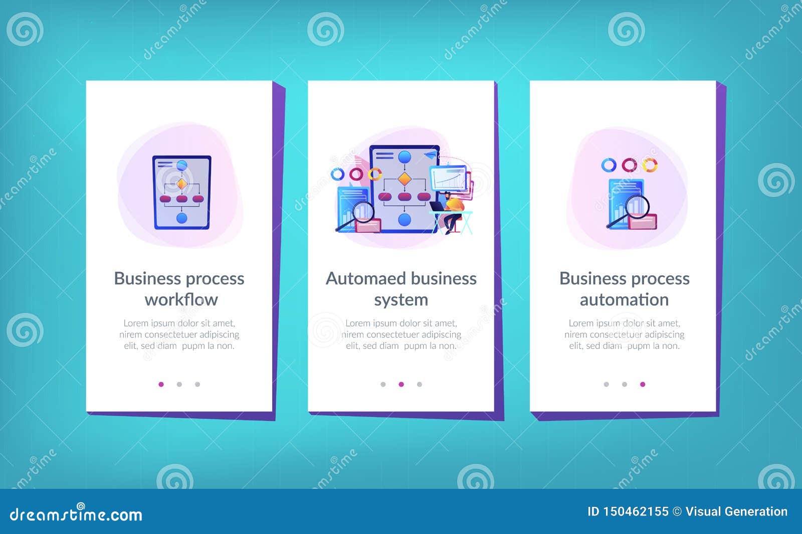 Business Process Automation BPA App Interface Template. Stock Vector ...