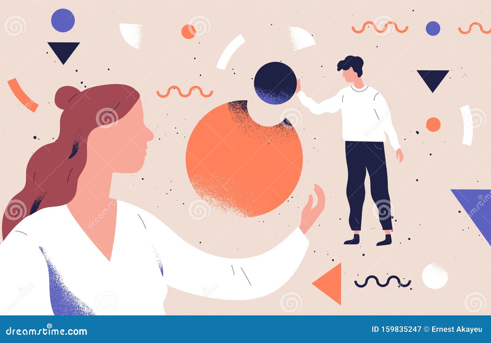 Analysts Team Coworking Flat Vector Abstract Illustration. Business ...