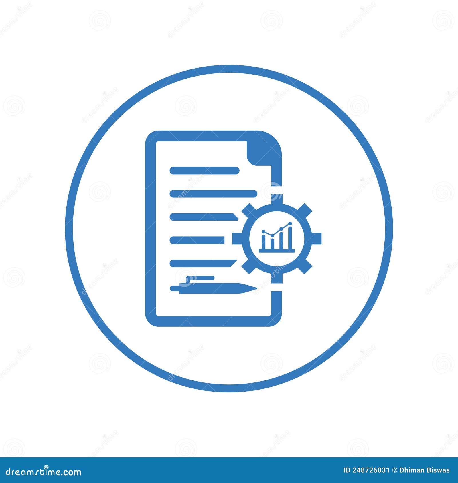 Analytic, Document, Sheet Icon. Blue Color Design Stock Illustration ...