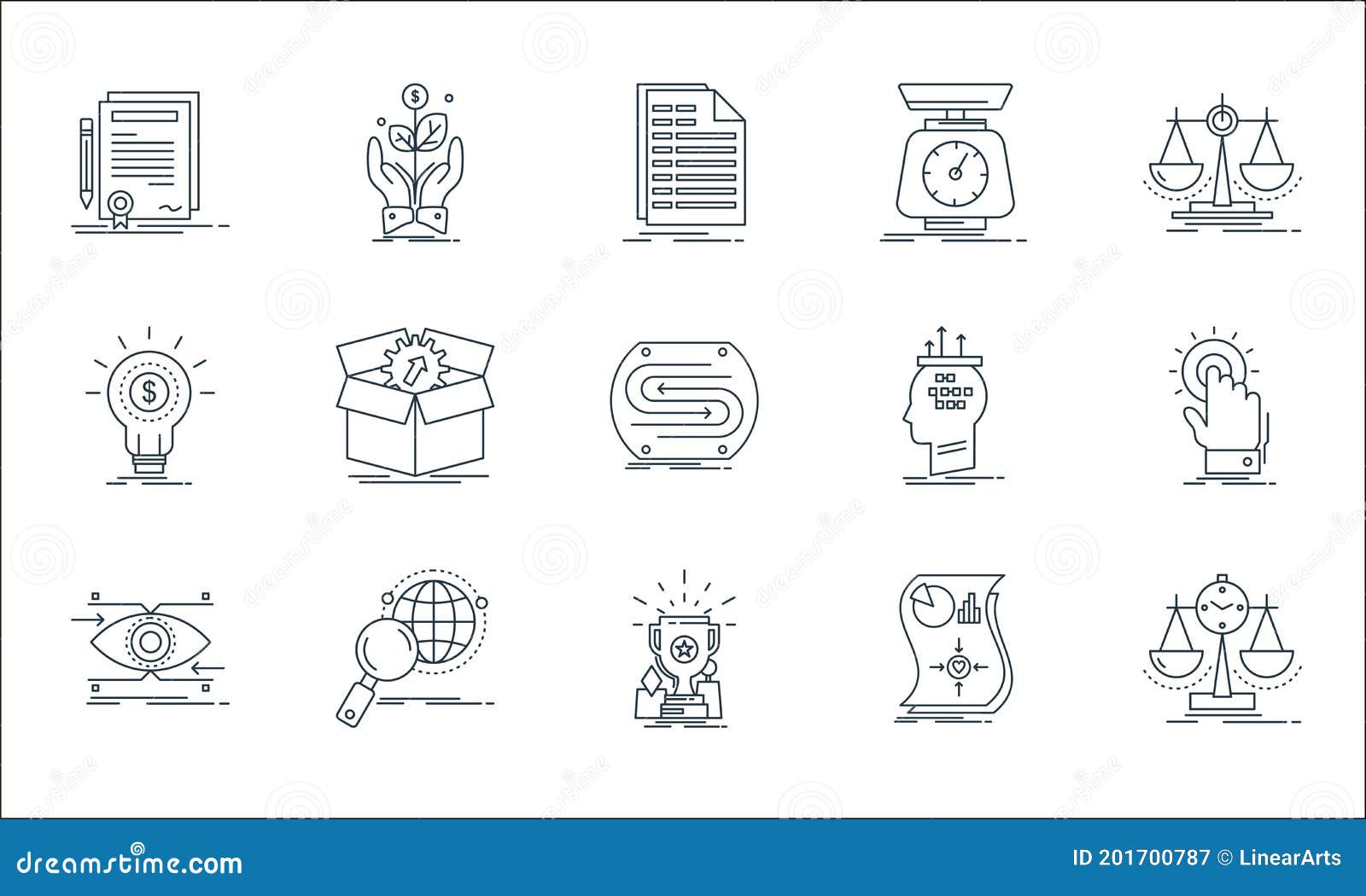 Analytic Investment Line Icons. Linear Set Stock Vector - Illustration ...